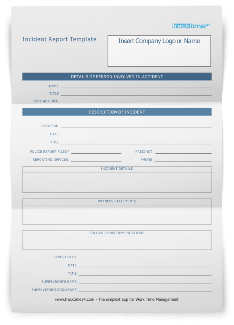 Improve After Incidents With This Incident Report Template TrackTime10 ...