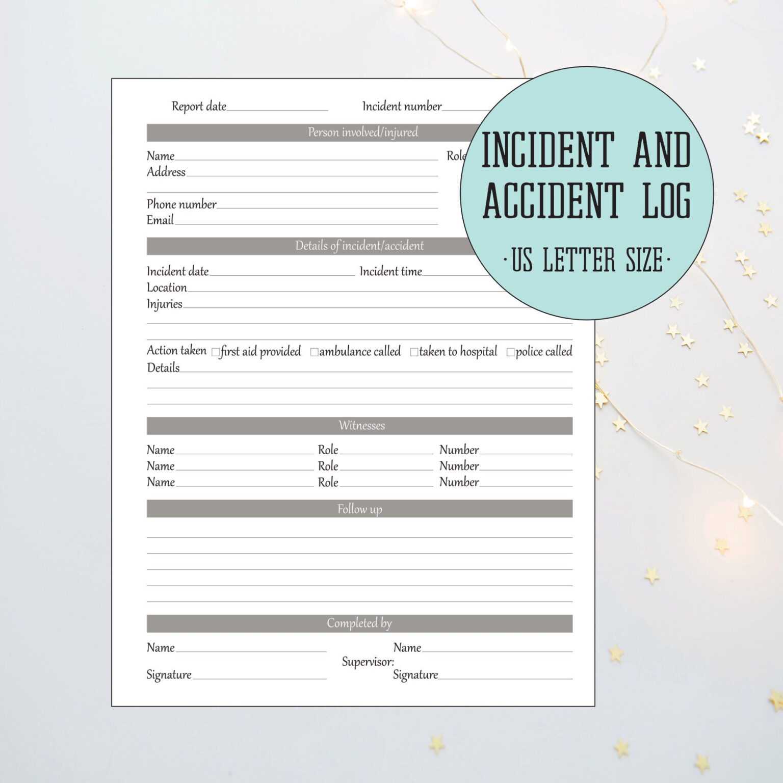 First Aid Incident Report Form Template - Rebeccachulew.com