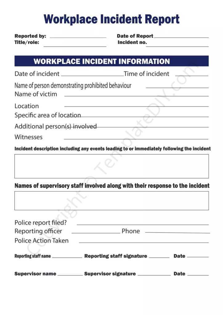 Incident Report Template Blank Printable [PDF, Excel & Word] Within ...
