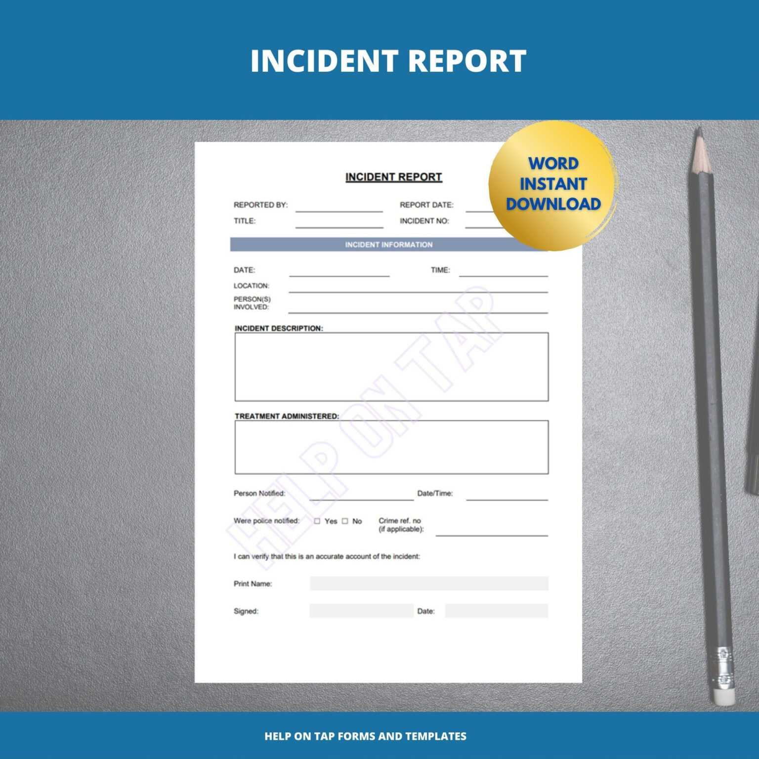 Incident Report Form Template Word - Rebeccachulew.com