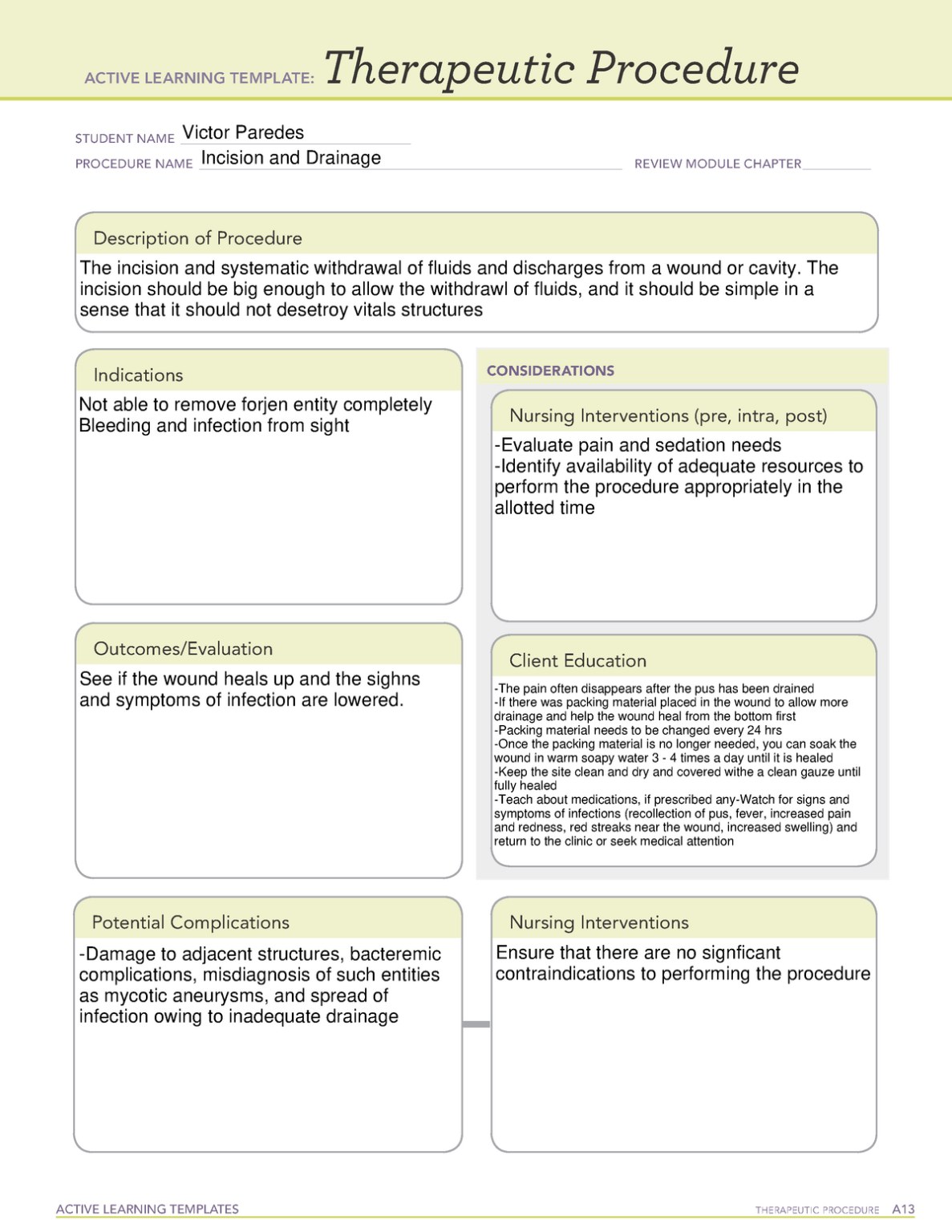 Incision And Drain Ati Template Basic Skill – ACTIVE LEARNING ...