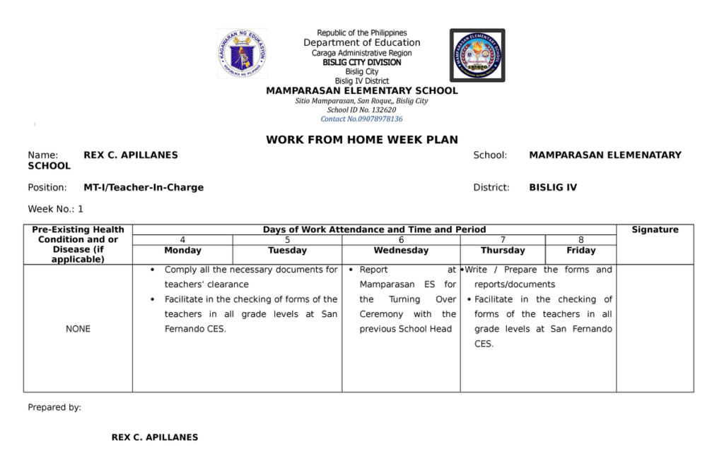 Individual Work Accomplishment Report – Republic Of The Within Weekly ...