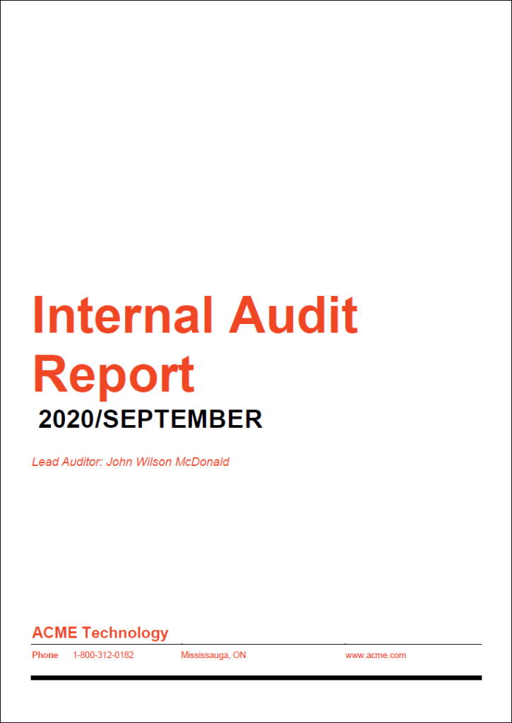 Internal Audit Template With Regard To Internal Audit Report Template ...