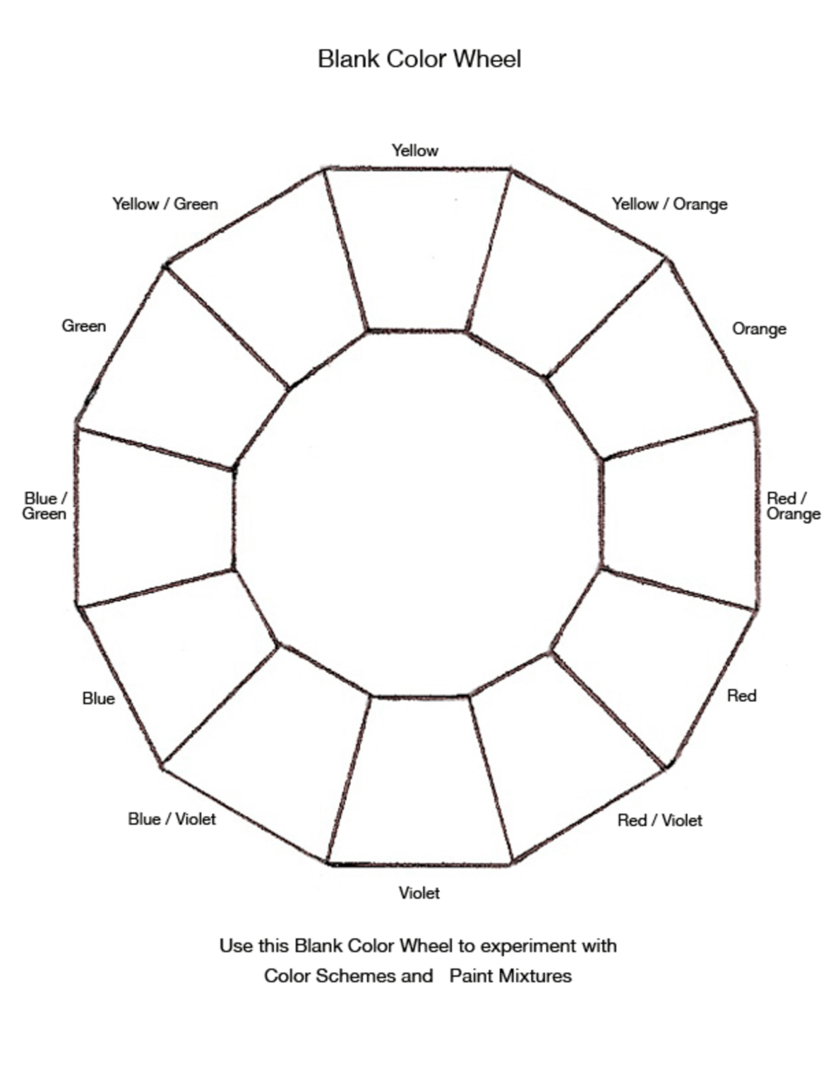 Kostenloses Blank Color Wheel Chart Regarding Blank Color Wheel ...
