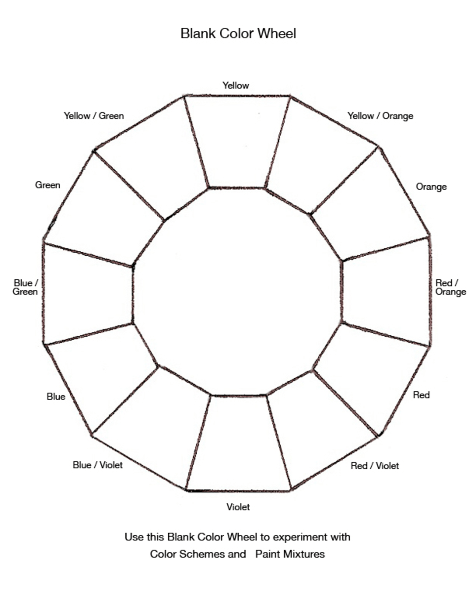 Kostenloses Blank Color Wheel Chart Regarding Blank Color Wheel ...