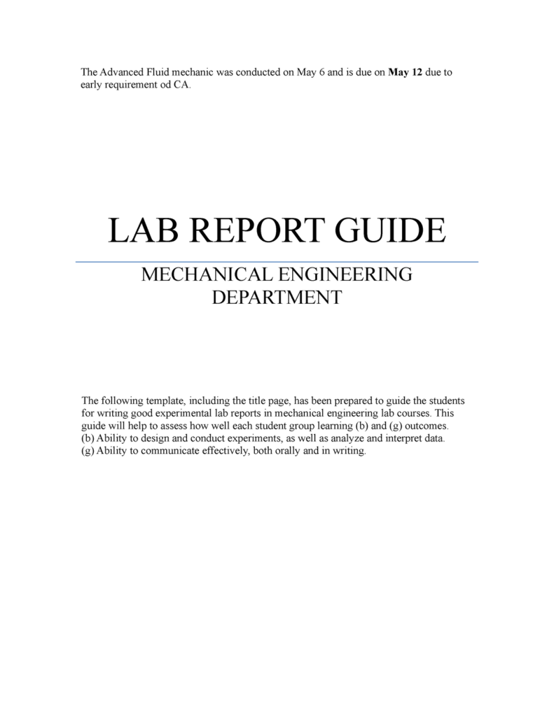 Lab Report Template – The Advanced Fluid mechanic was conducted on ... Lab Report Template – The Advanced Fluid mechanic was conducted on ...