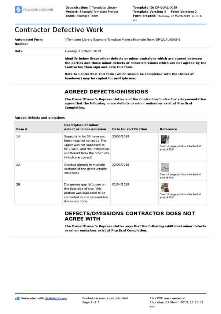 Letter To Contractor For Defective Work: Sample Letter And Template In ...