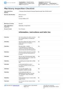 Machinery Inspection Checklist (For Heavy Machinery, Plant, Trucks With ...