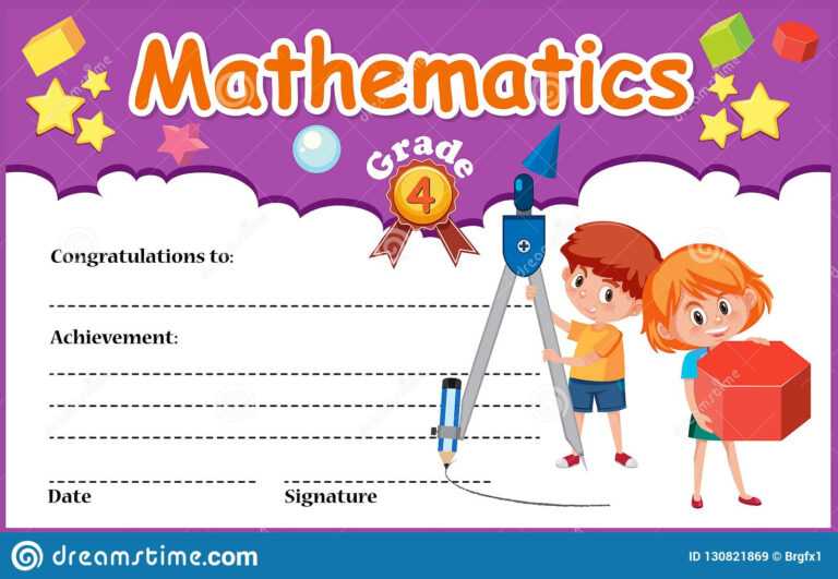 Mathematics Diploma Certificate Template Stock Vector Regarding Math ...