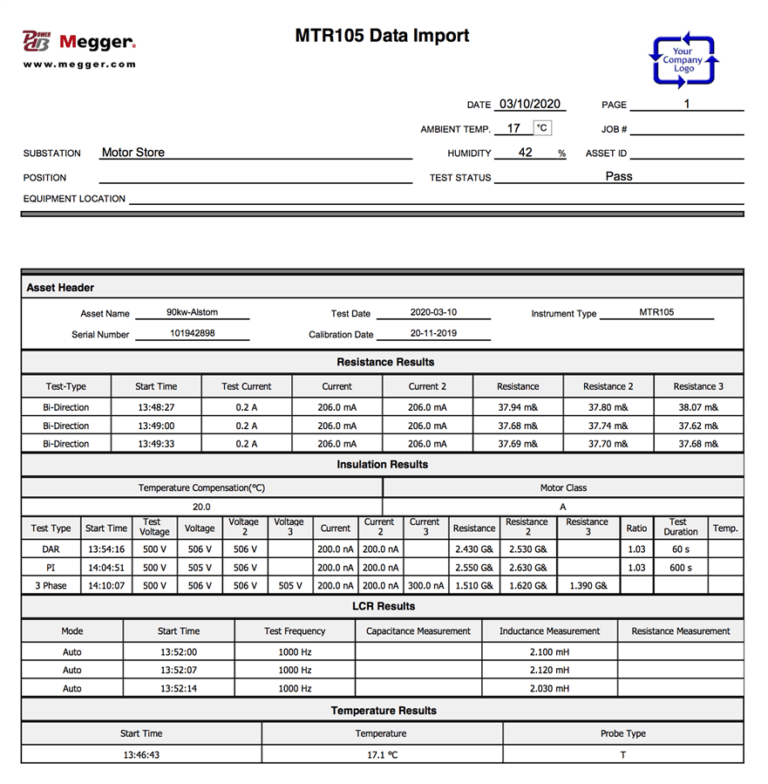 Megger Test Report – Fill Online, Printable, Fillable, Blank With ...