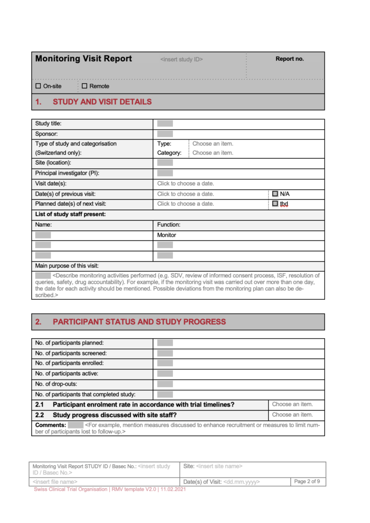 Monitoring Visit Report Template – Tools & Resources Throughout ...