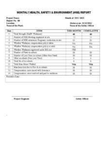 Hse Report Template - Rebeccachulew.com