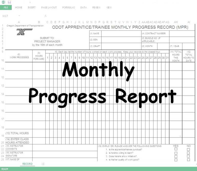 Monthly Progress Report Template - Rebeccachulew.com