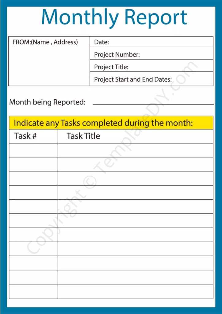 Monthly Report Template Blank Printable [PDF, Excel & Word] Regarding ...