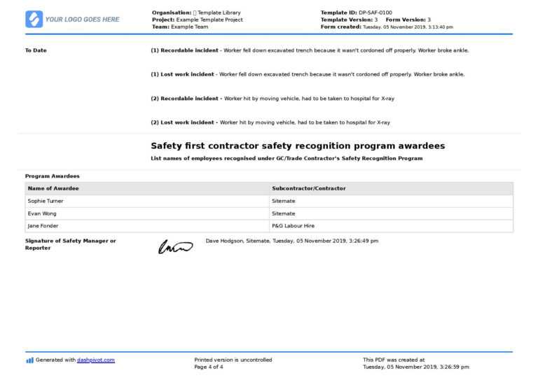 Monthly Safety Report Template (Better Format Than Word Or Excel) For ...