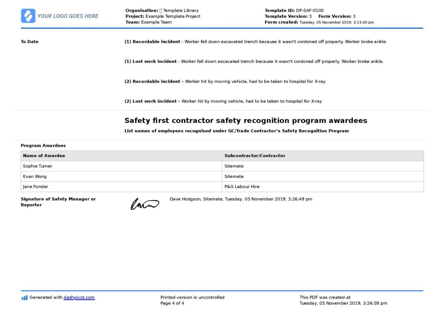 Monthly Safety Report Template (Better Format Than Word Or Excel ...