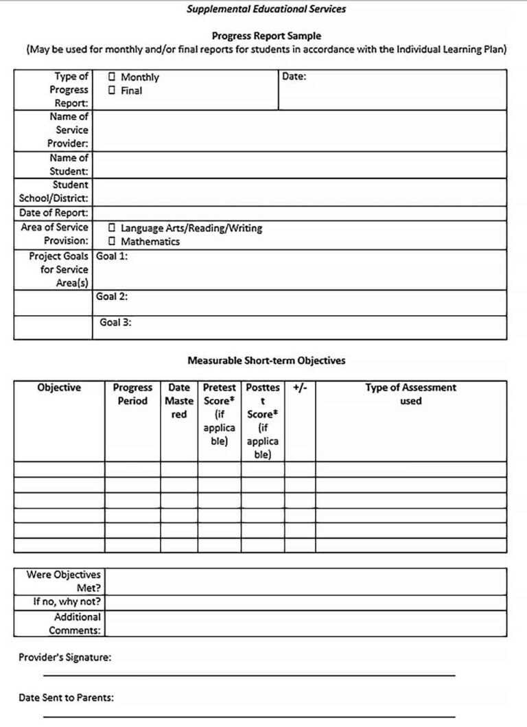 Monthly Student Report Template – Culturopedia For Pupil Report ...