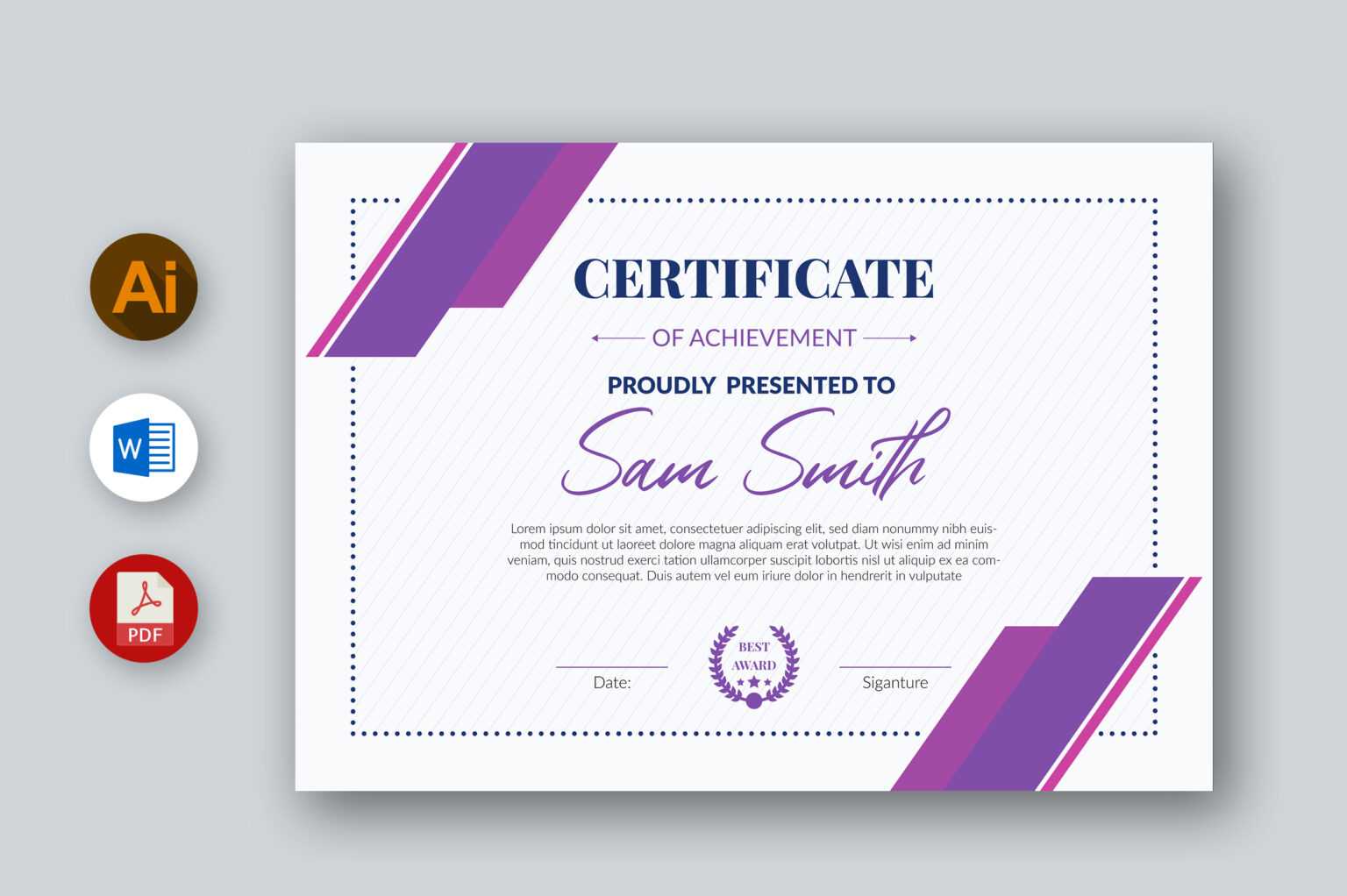 MS Word Certificate Template, Ai, PDF With Regard To Microsoft Word Award Certificate Template ...