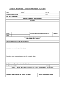 Non Conformance Report Form – Fill Online, Printable, Fillable With ...