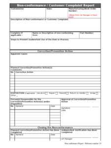 Non Conformance Report PDF Within Non Conformance Report Form Template ...