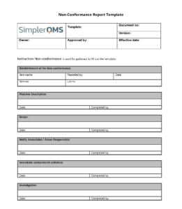 Non Conformance Report Template [Free Download] – SimplerQMS With Non ...