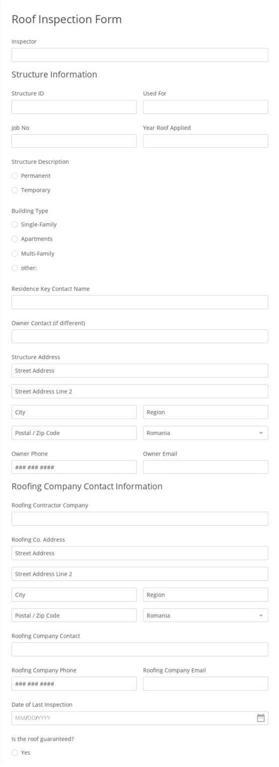 Online Roof Inspection Form Template 10 Form Builder In Roof Inspection ...