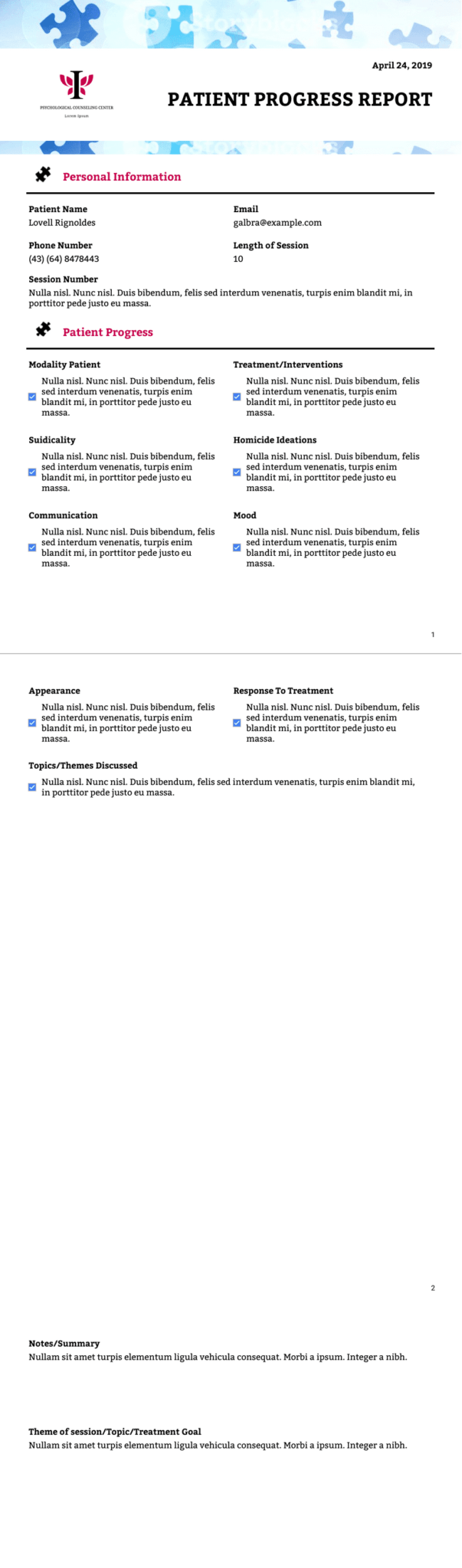 Patient Progress Report Template – PDF Templates Jotform With ...