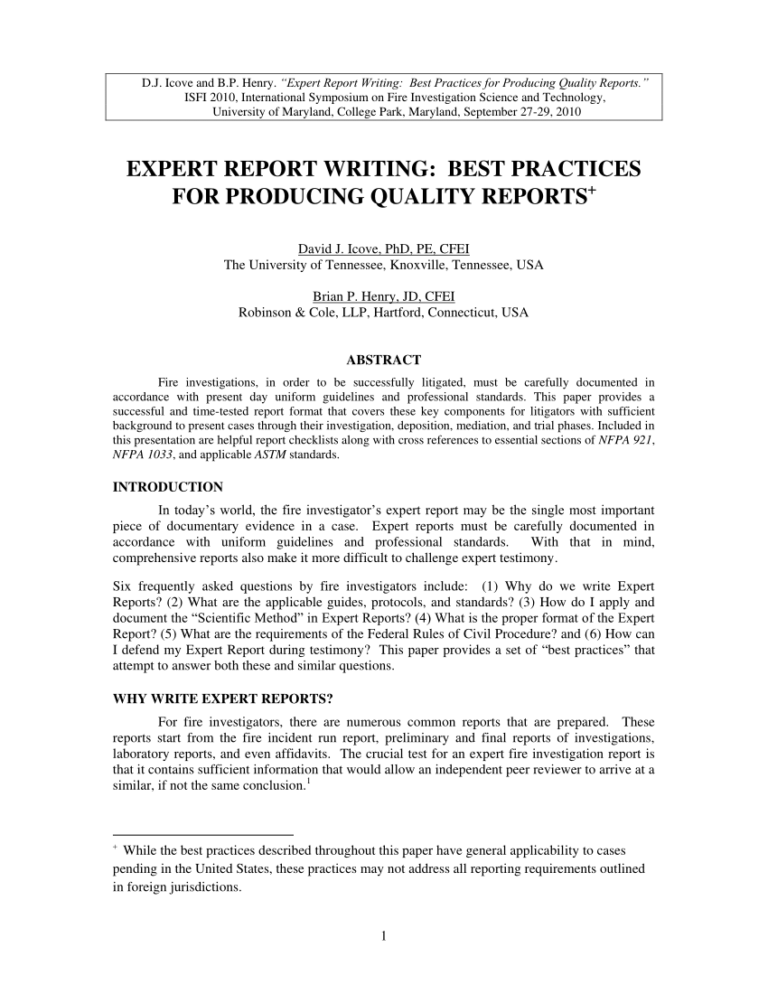 PDF) Expert Report Writing: Best Practices For Producing Quality ...