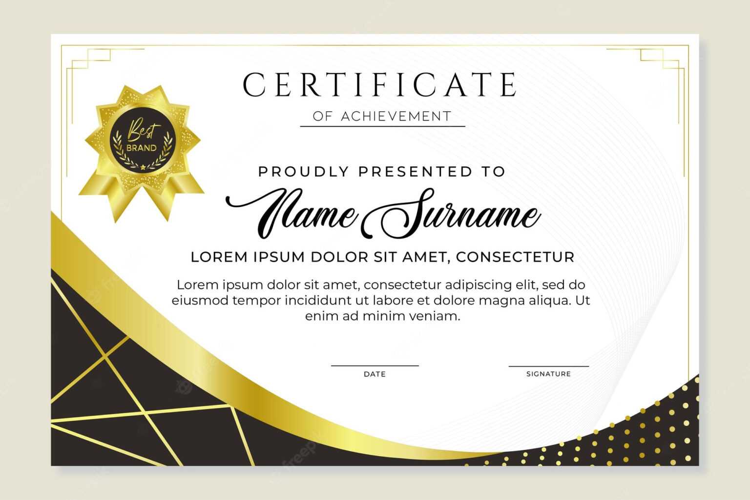 Premium Vector Black And Gold Beauty Certificate Template Within ...