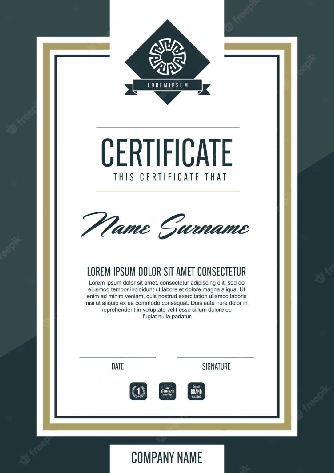 Premium Vector Certificate Template With Clean And Modern Inside ...