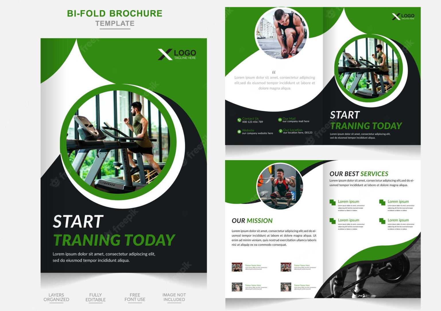 Premium Vector Training Bifold Brochure Design Template And Within ...