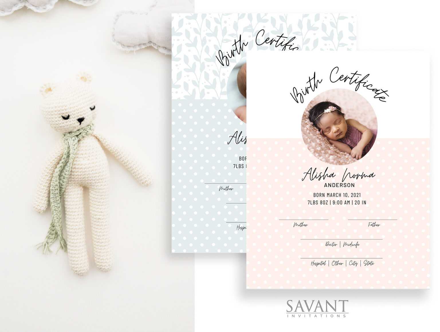 Printable Birth Certificate And Letter For Baby Edit – Etsy In Girl ...