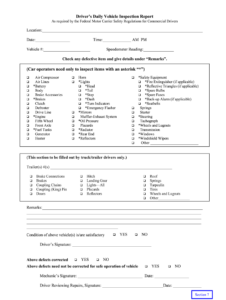 Printable Driver Vehicle Inspection Report Form – Fill Online Within ...