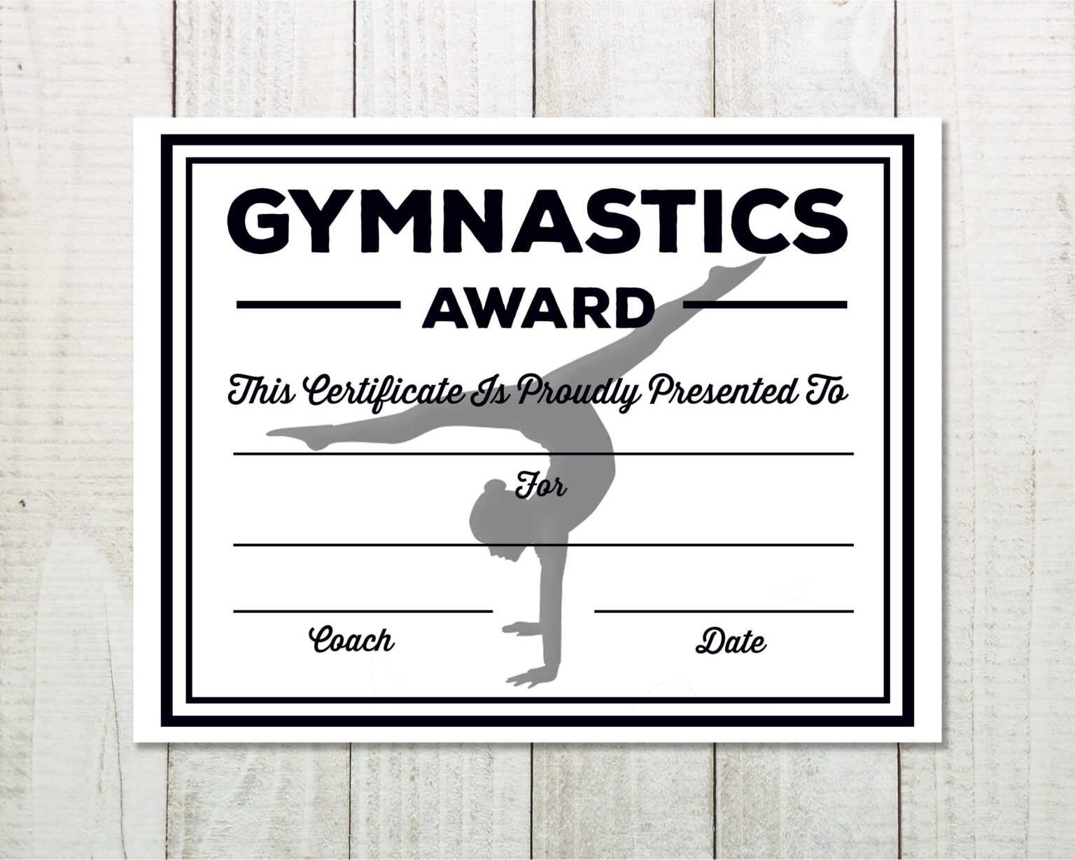 Printable Gymnastics Certificate Gymnastics Award – Etsy Inside ...