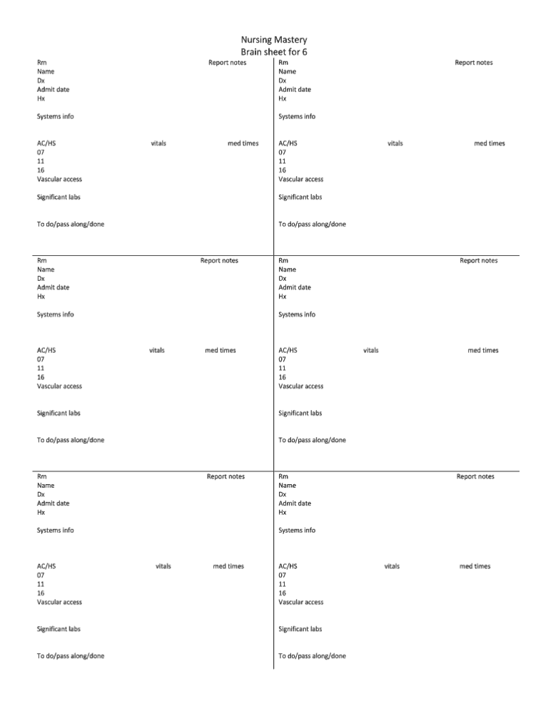 Printable Nursing Report Sheet Pdf: Fill Out & Sign Online DocHub In Nursing Report Sheet ...