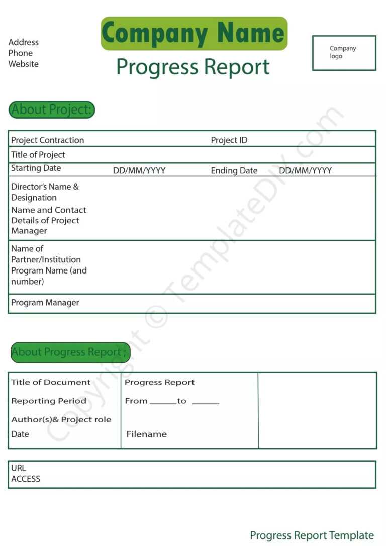 Progress Report Template Blank Printable [PDF, Excel & Word] In Summer ...