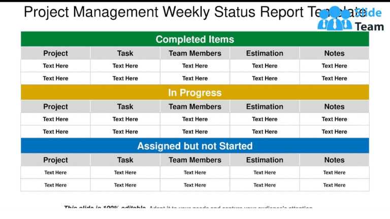 Project Management Weekly Status Report Template With Project ...