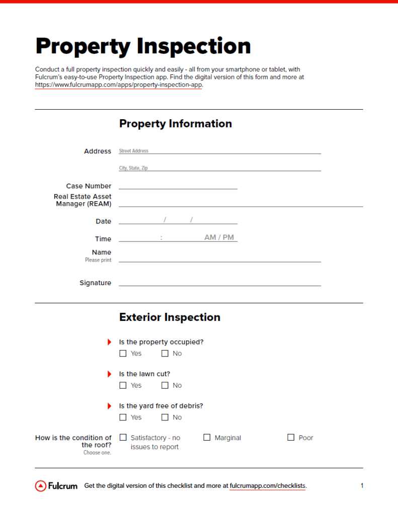Property Inspection Checklist – Checklist In Commercial Property ...
