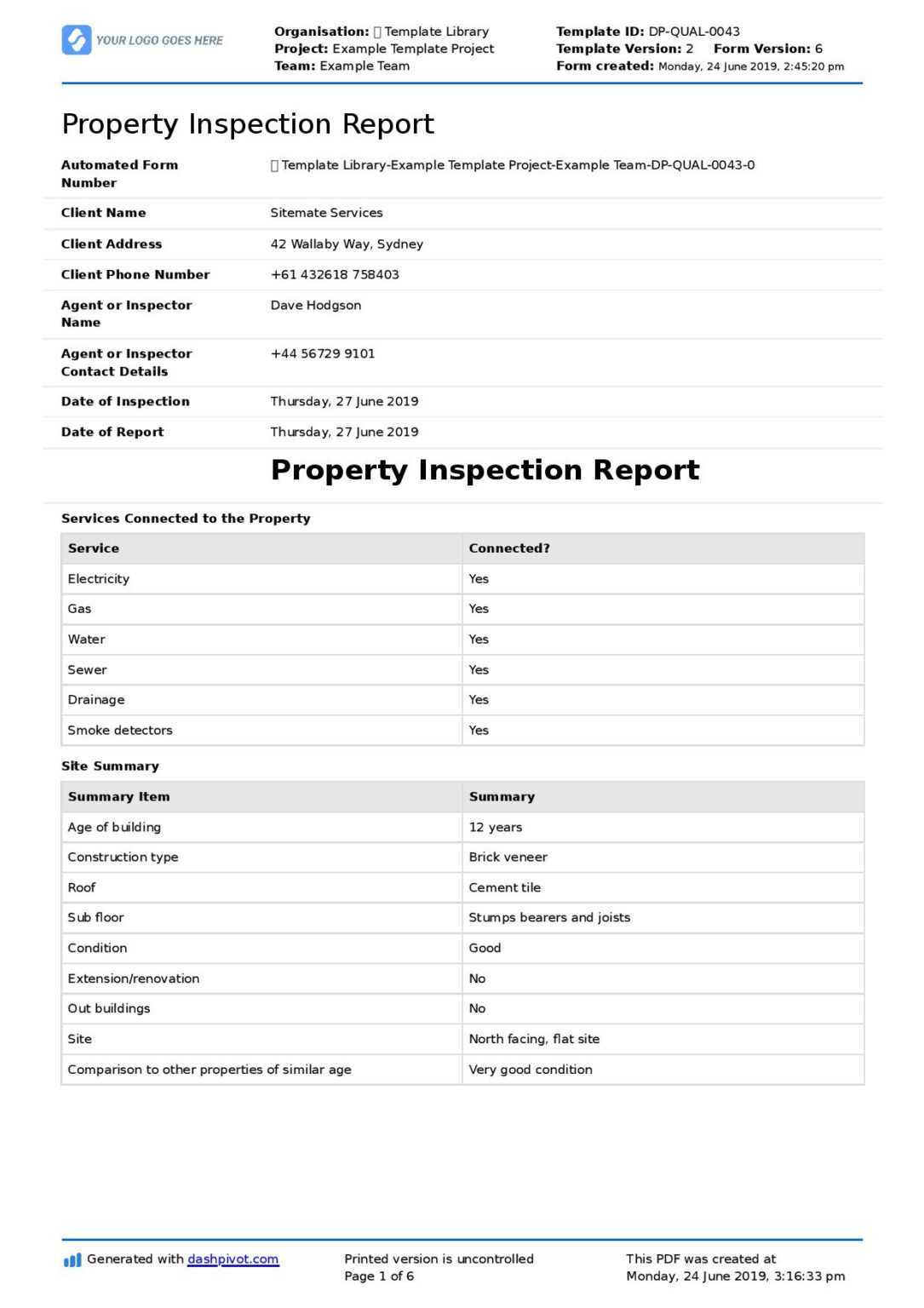 Property Inspection Report Template (Free And Customisable) Throughout ...