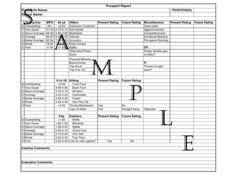 Baseball Scouting Report Template - Rebeccachulew.com