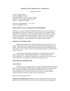 Psychological Assessment Report Template In School Psychologist Report ...