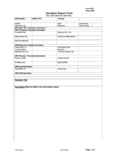Quality Deviation Form: Fill Out & Sign Online DocHub Inside Deviation ...