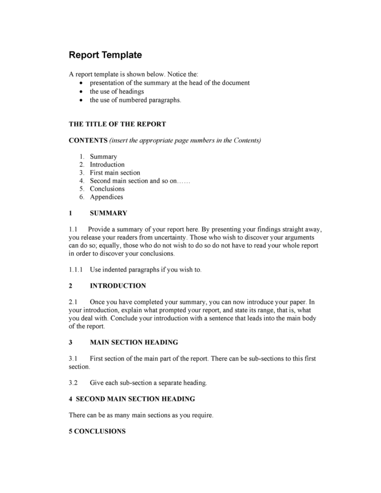 Report Template – Notice The: – Presentation Of The Summary At The Regarding Introduction ...