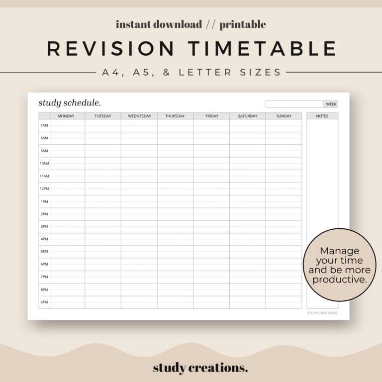 Blank Revision Timetable Template - Rebeccachulew.com