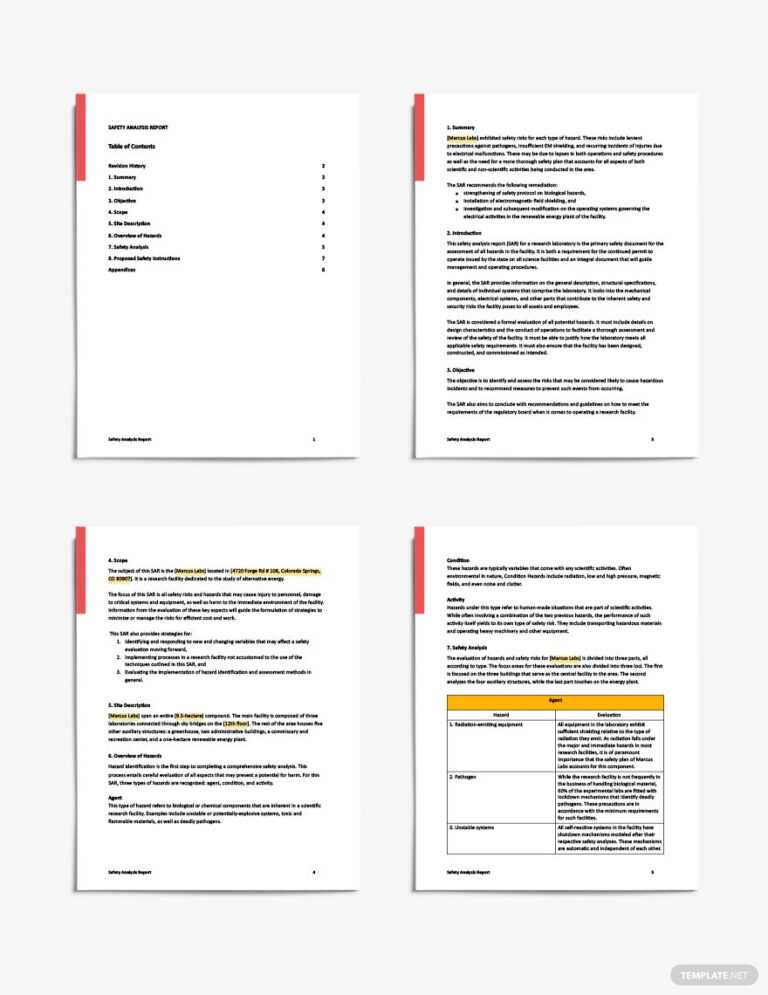 Safety Analysis Report Template – Google Docs, Word, Apple Pages ...