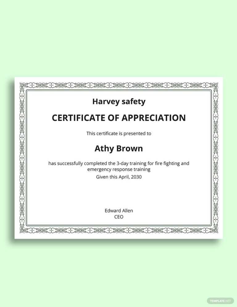 Safety Appreciation Certificate Template – Word Template ...
