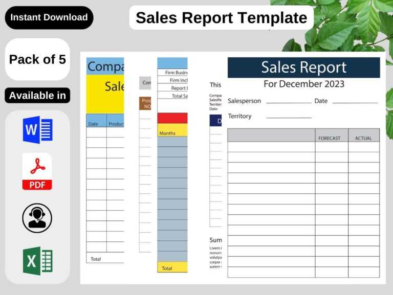 Sales Report Template Blank Printable [PDF, Excel & Word] For Sales ...