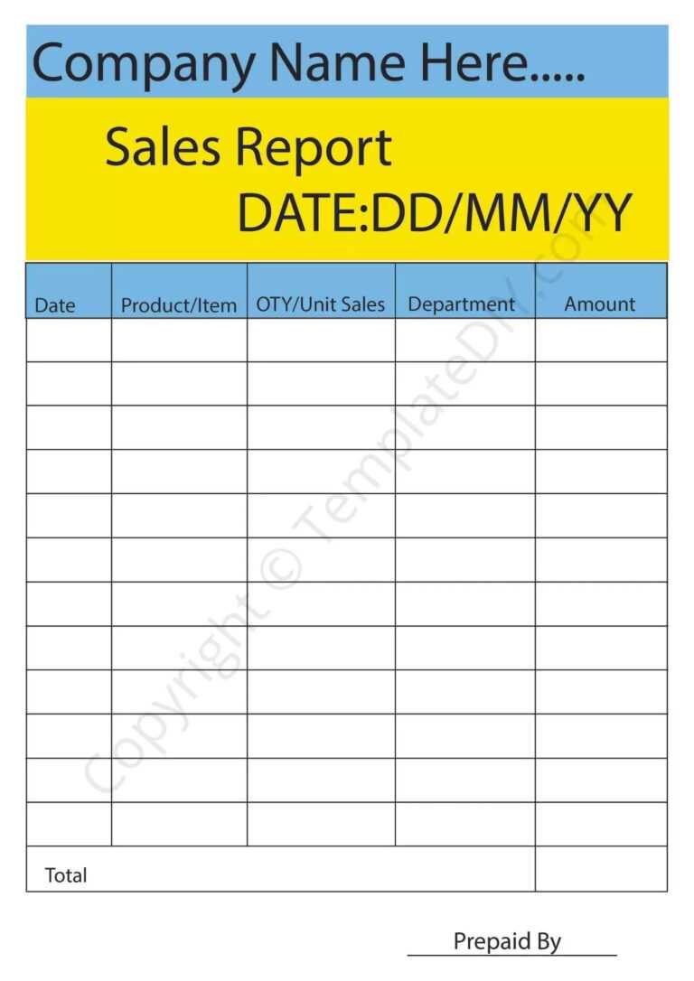 Sales Report Template Blank Printable [PDF, Excel & Word] Regarding ...