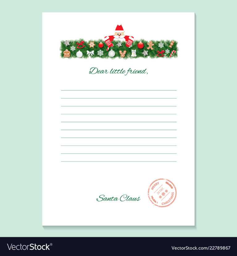 Santa Claus Letter Decorative Blank Template A10 Vector Image For Blank ...