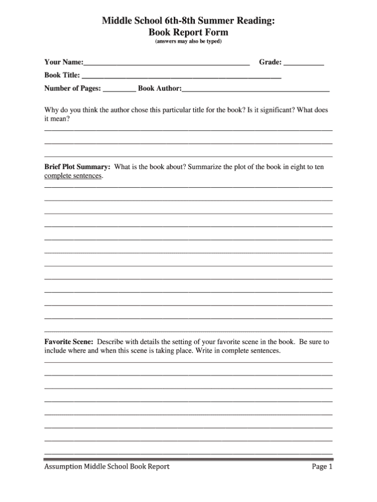 School Book Report Form – Fill Online, Printable, Fillable, Blank For Book Report Template ...
